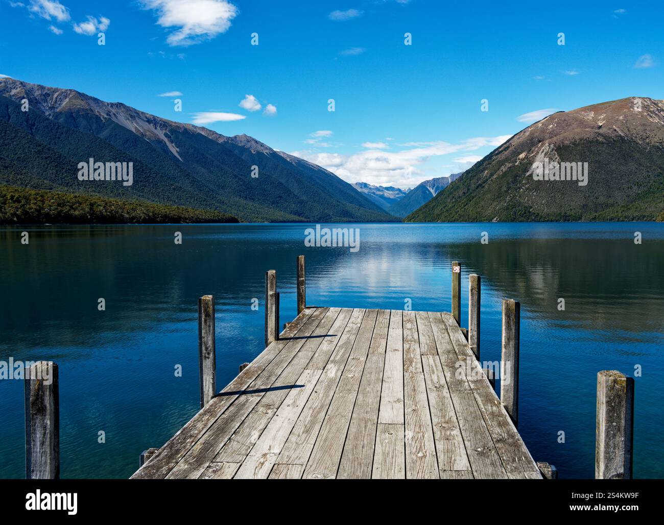 The boat jetty at Lake Rotoiti, Nelson Lakes National Park, south ...