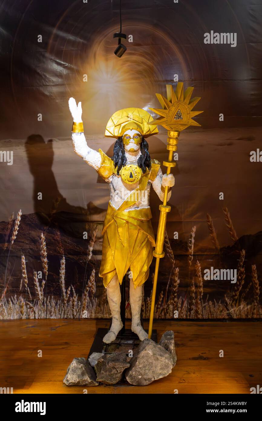 Majestic golden statue of Muisca, called Chibcha. Indigenous people in ...