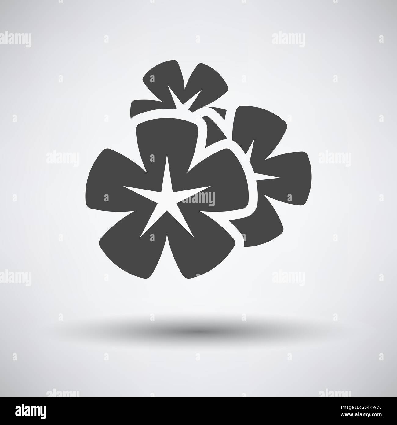 Frangipani flower icon on gray background with round shadow. Vector illustration Stock Vector ...