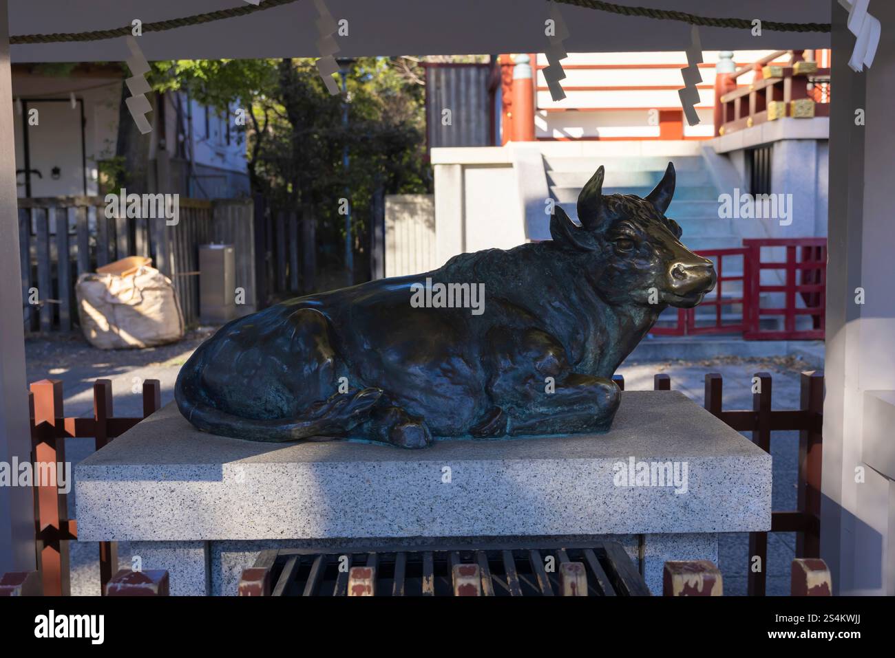 A guardian statue of cow at Kameido Tenjin shrine Stock Photo - Alamy