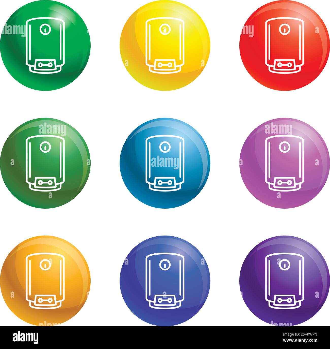 Water home boiler icons vector 9 color set isolated on white background ...