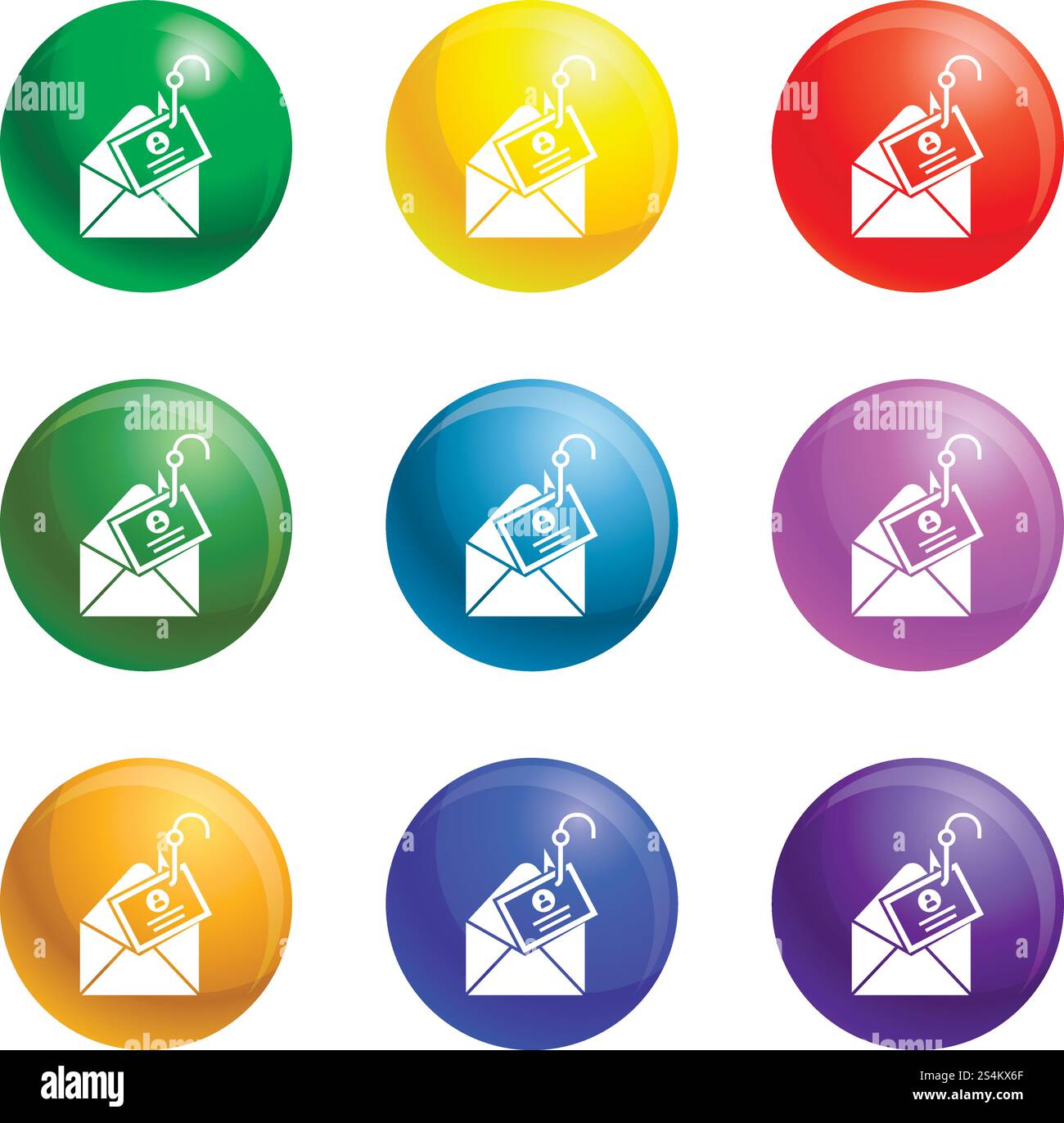 Mail phishing icons vector 9 color set isolated on white background for ...