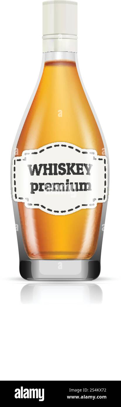 Premium whisky bottle icon. Realistic illustration of premium whisky ...