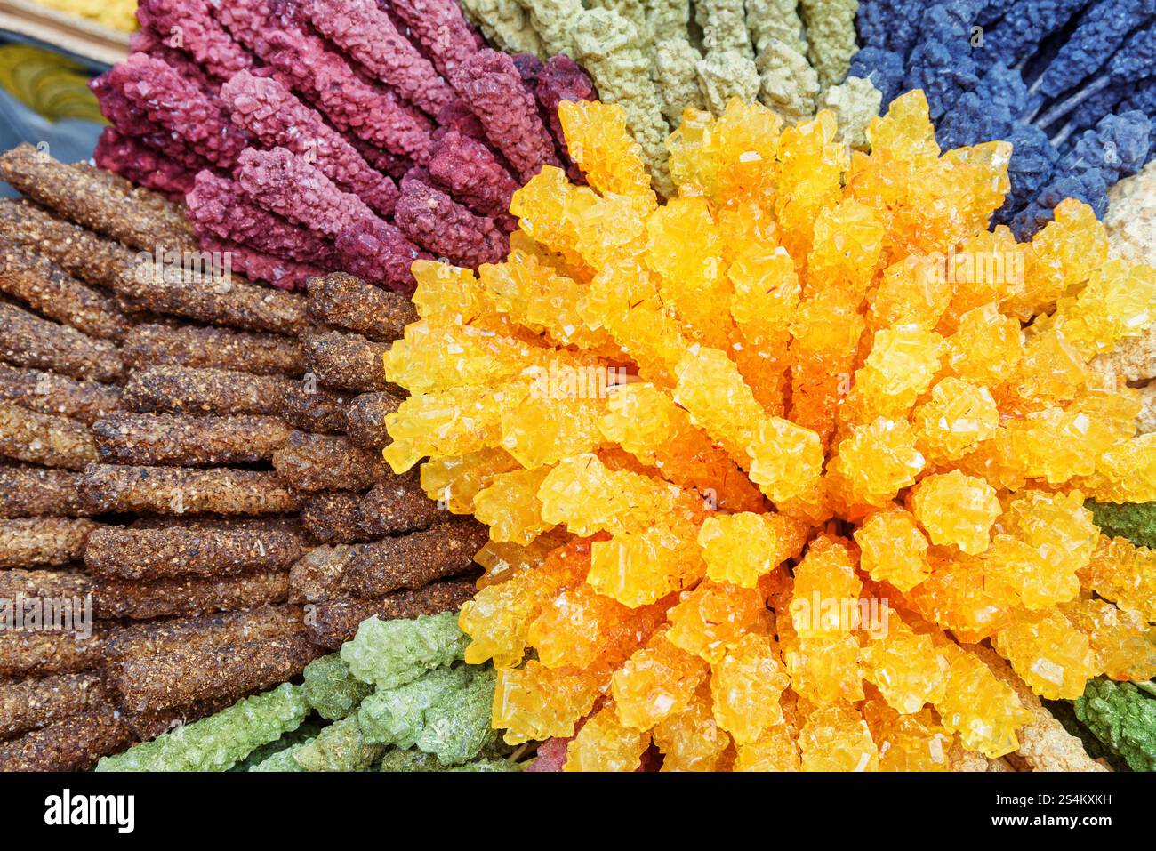 Colorful view of rock candies. Persian crystallized sugar Stock Photo ...
