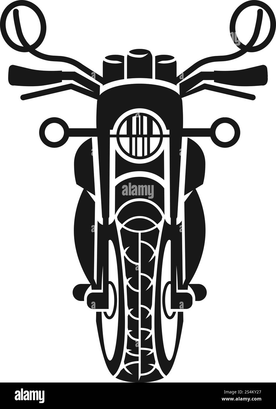 Classic motorcycle front view icon. Simple illustration of classic ...