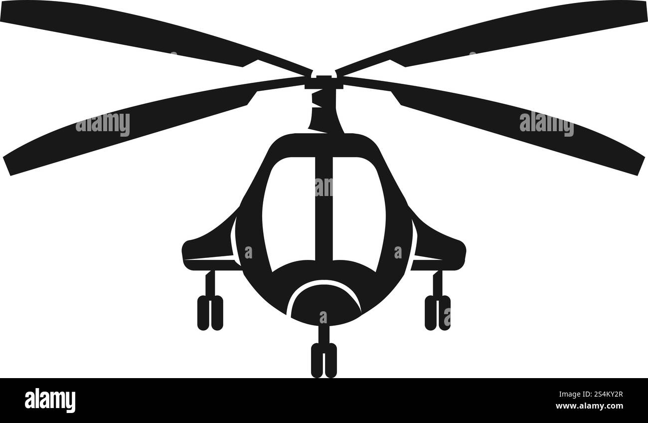 Passenger helicopter front view icon. Simple illustration of passenger ...
