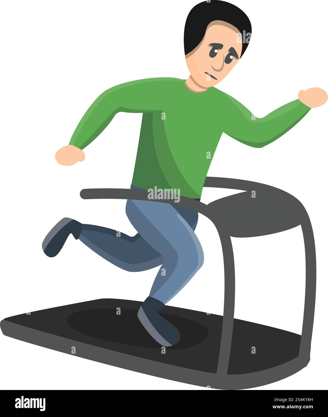 Boy running at treadmill icon. Cartoon of boy running at treadmill ...