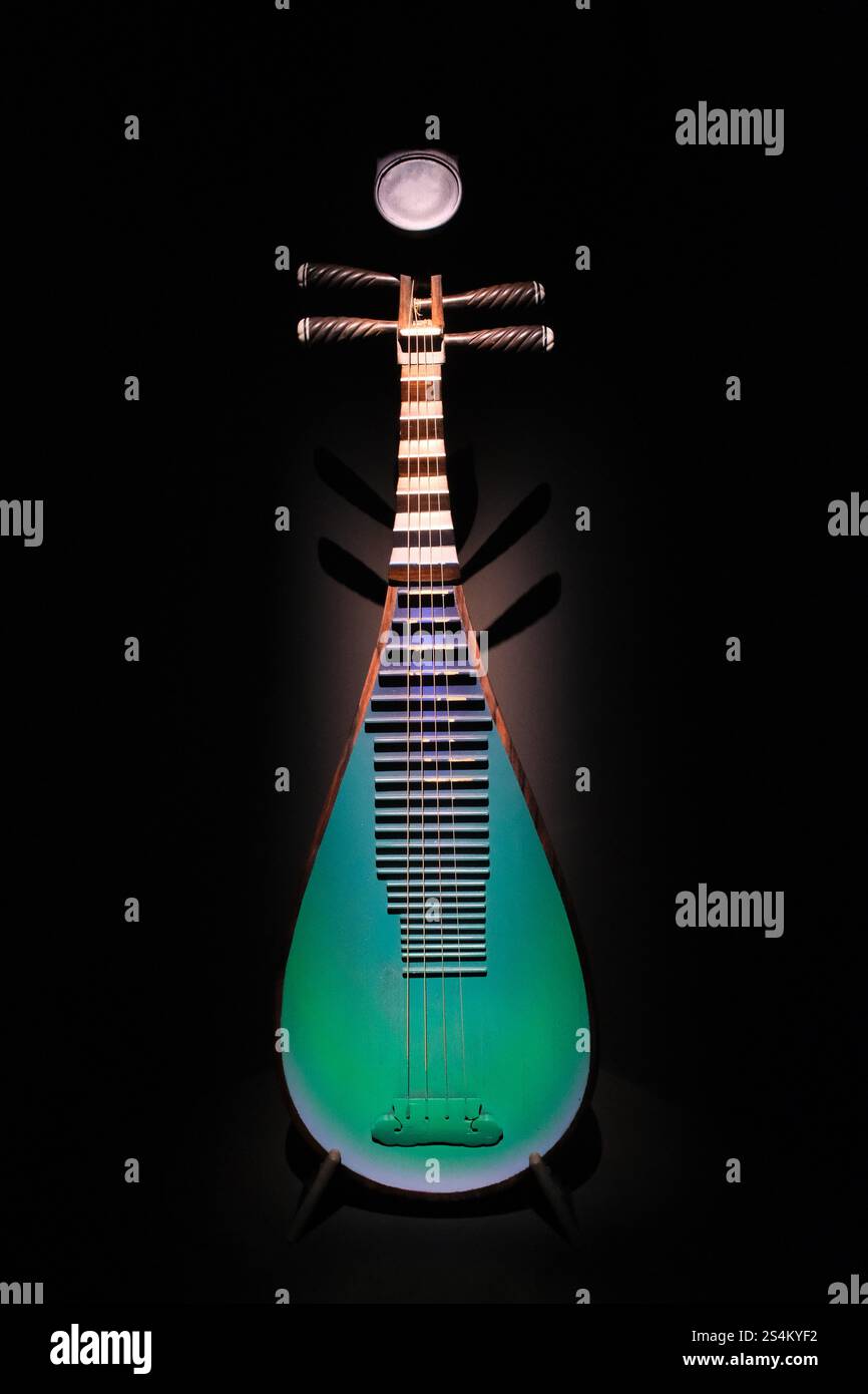 Pipa, traditional Chinese musical instrument. Black background Stock ...