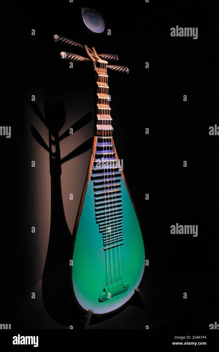 Pipa, traditional Chinese musical instrument. Black background Stock ...