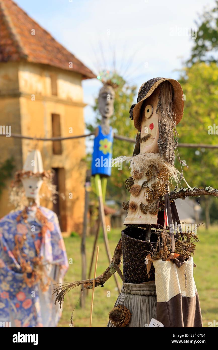 Scarecrows at the Meyrals Scarecrow Festival in Périgord Noir in the ...