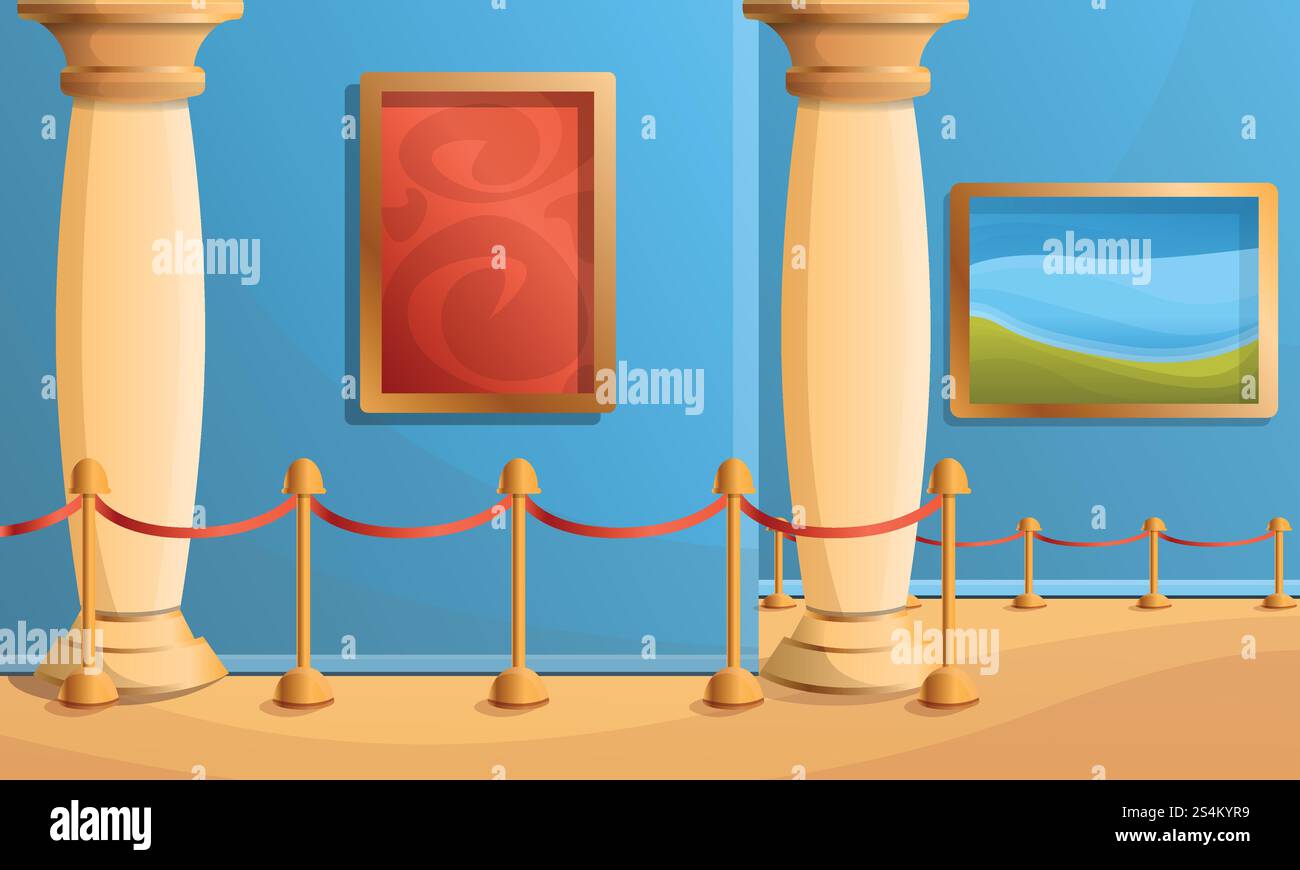 Museum pillar concept banner. Cartoon illustration of museum pillar ...