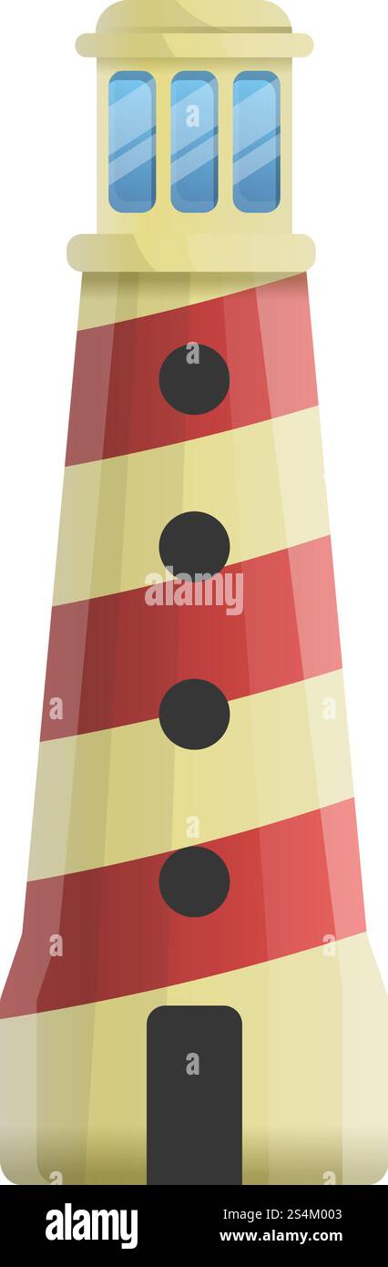 Red striped lighthouse icon. Cartoon of red striped lighthouse vector ...