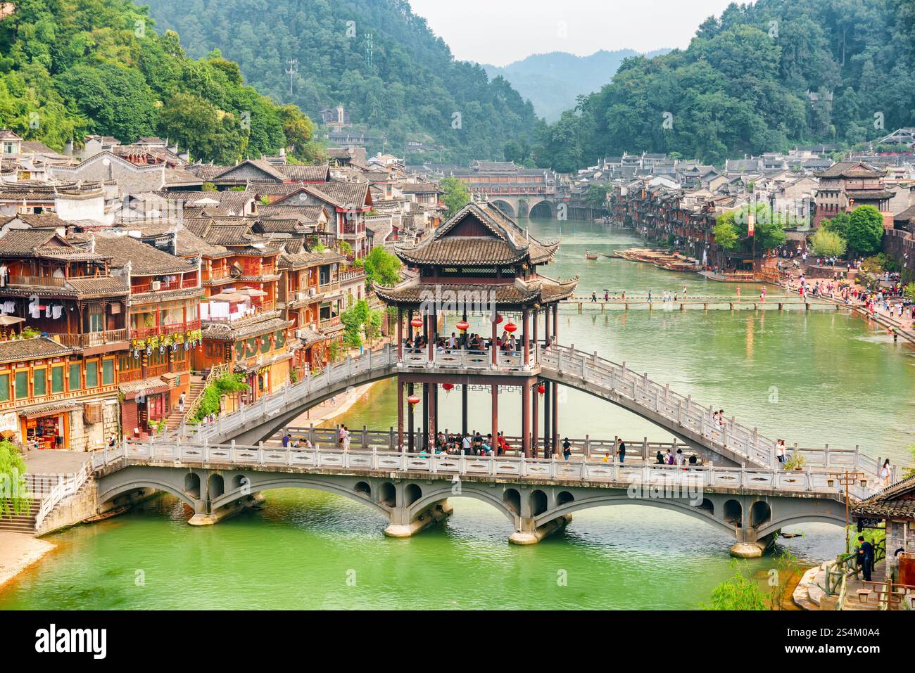 Awesome view of scenic bridge in Phoenix Ancient Town, China Stock ...