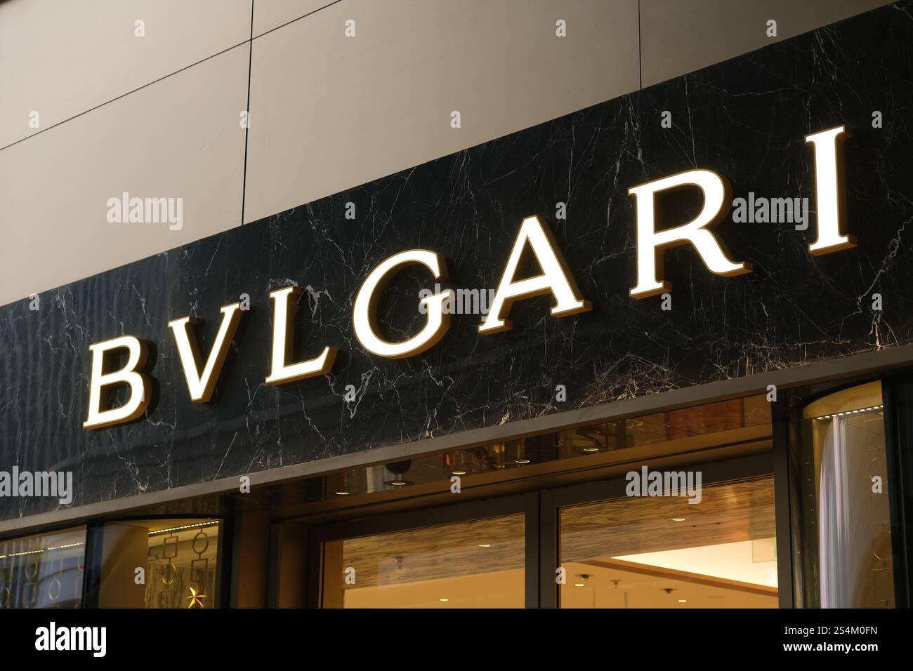 BVLGARI brand logo store sign Stock Photo - Alamy