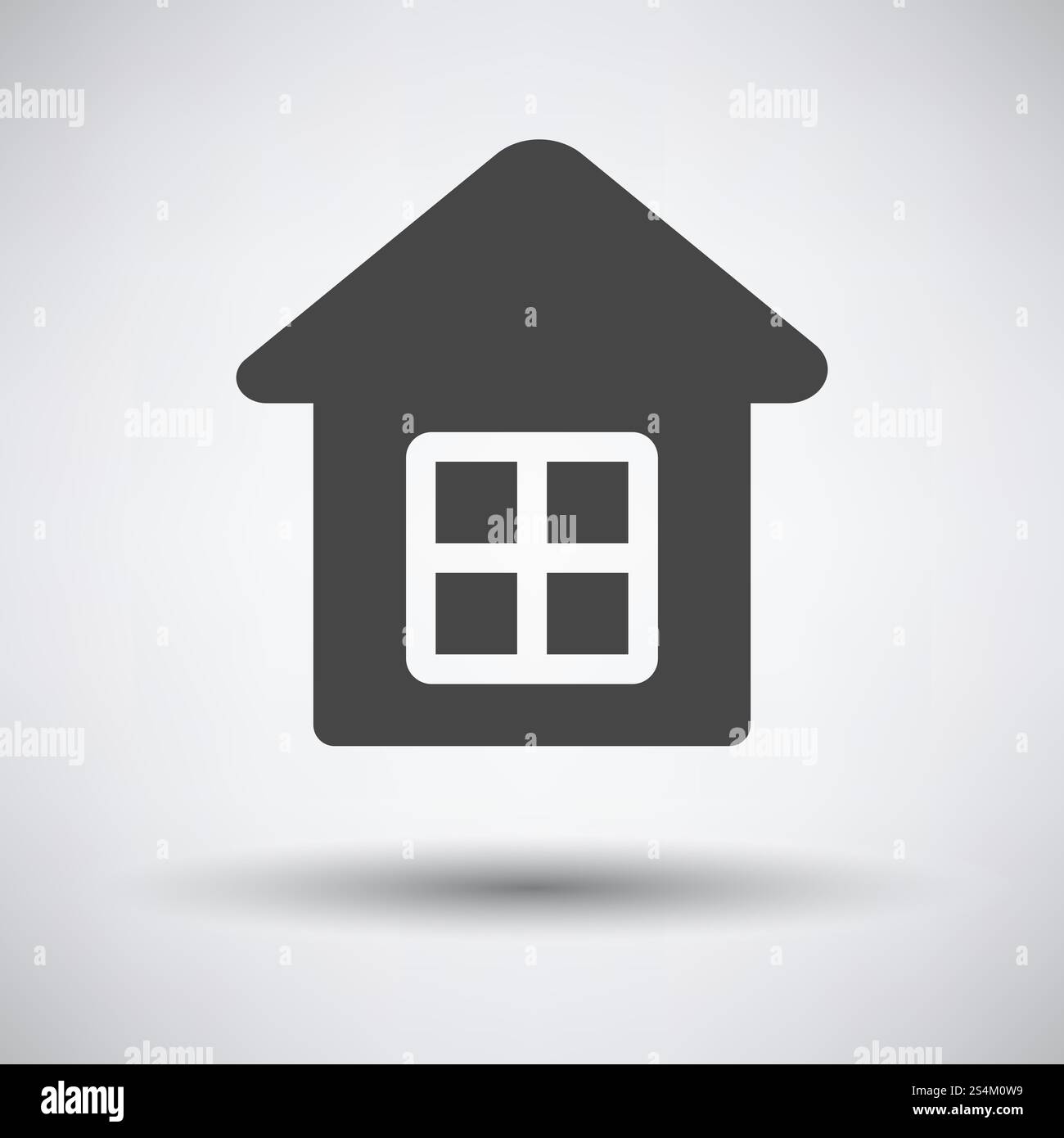 Home Icon. Dark Gray on Gray Background With Round Shadow. Vector ...