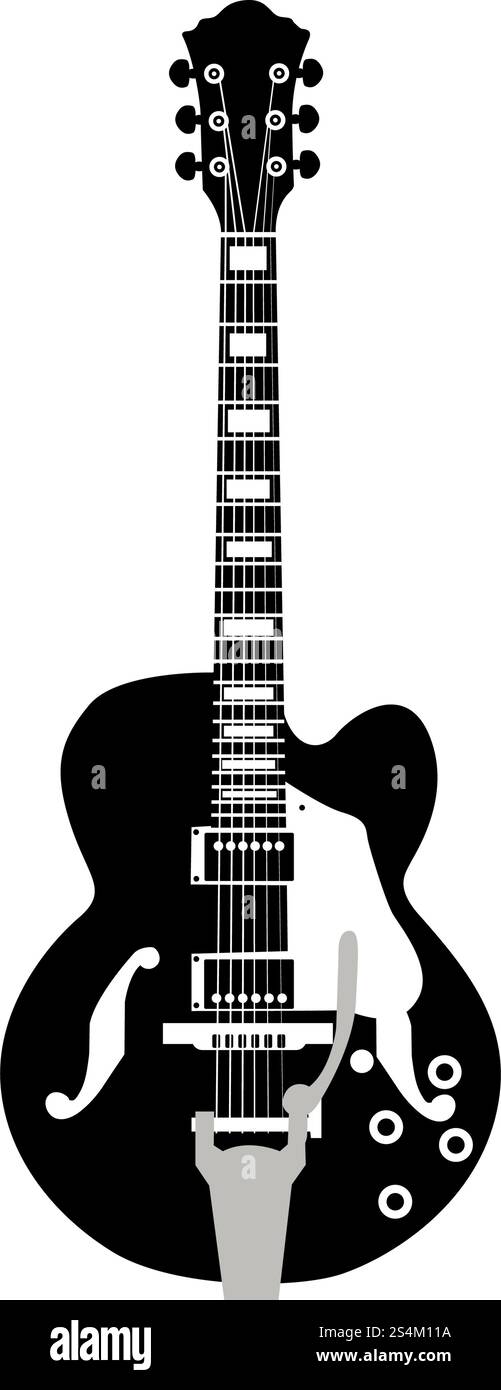 Electric Guitar String Musical Instrument Silhouette. Vector ...