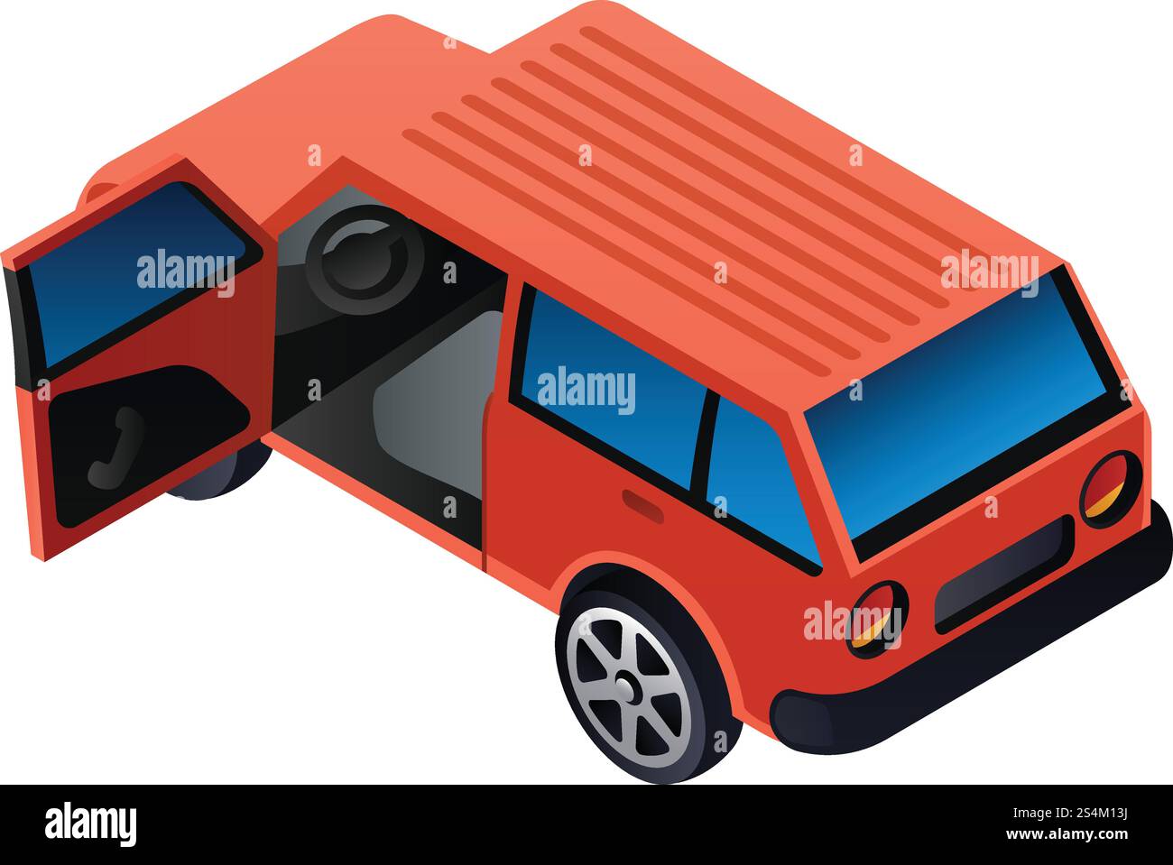 Girl open door red car Stock Vector Images - Alamy