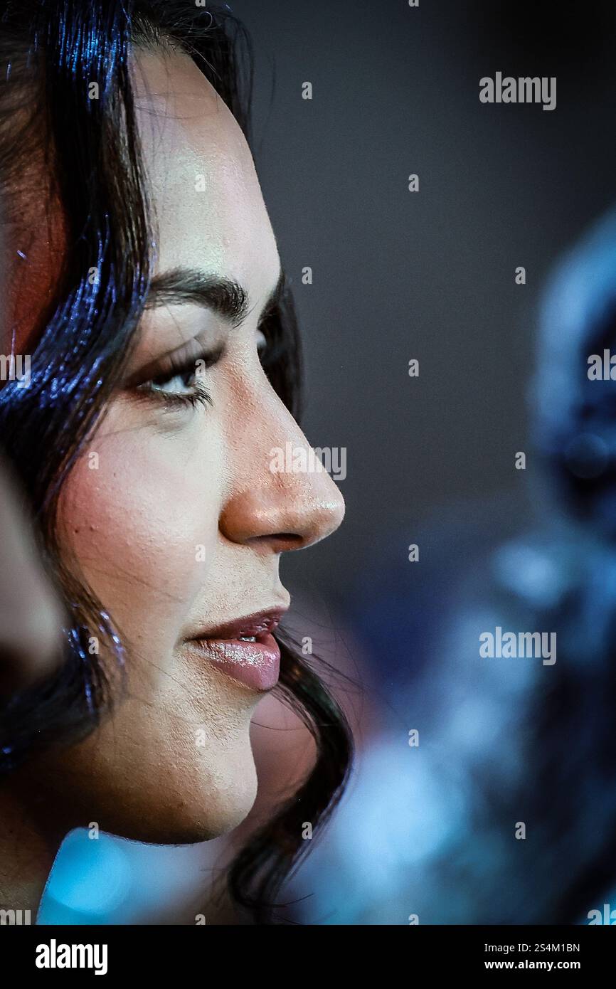 Zaventem, Belgium. 12th Jan, 2025. Remco's wife Oumaima Oumi Rayane ...