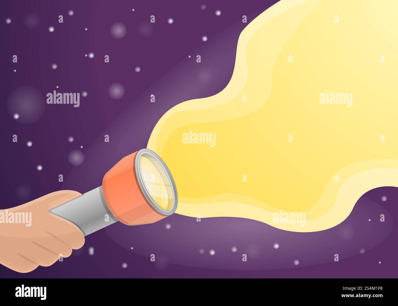 Flashlight concept background. Cartoon illustration of flashlight ...