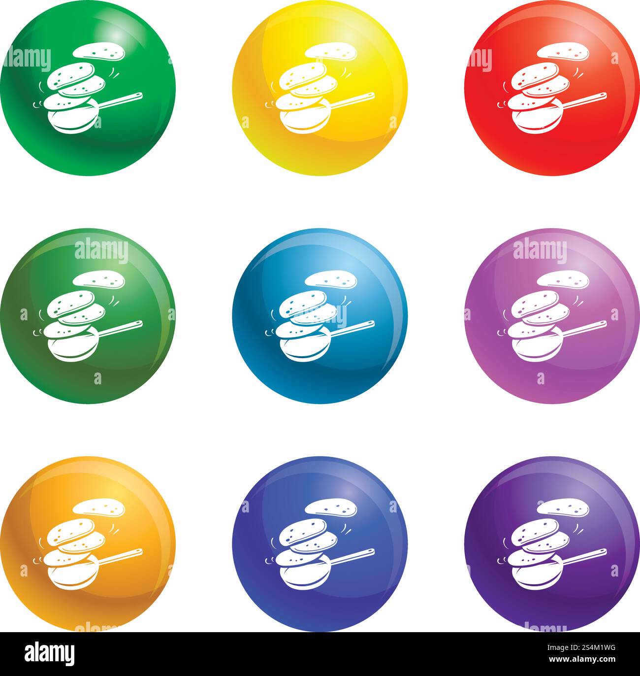 Hot meal griddle icons vector 9 color set isolated on white background ...