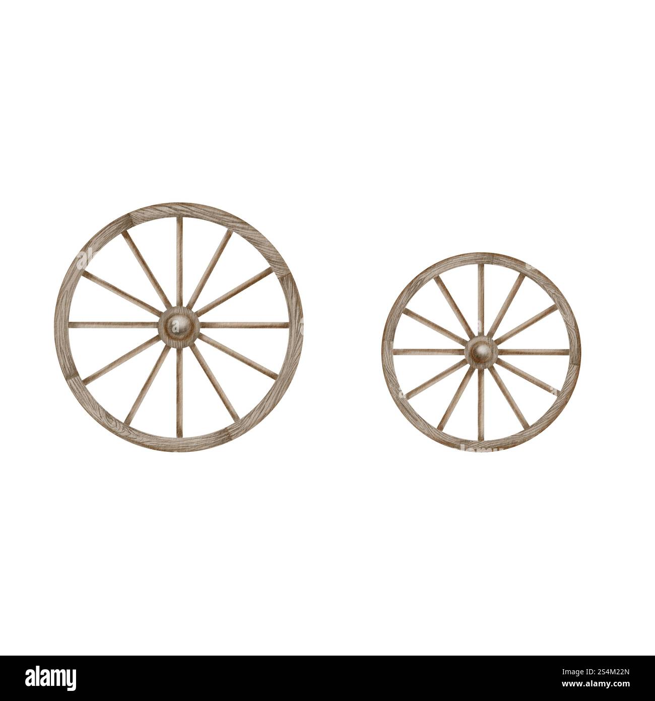 Rustic wooden wagon wheels for farm and harvest fest on transparent ...