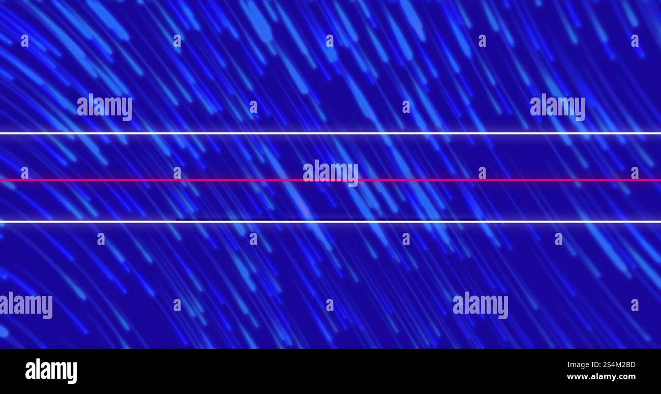 Image of neon lines and light trails pattern on blue background Stock ...