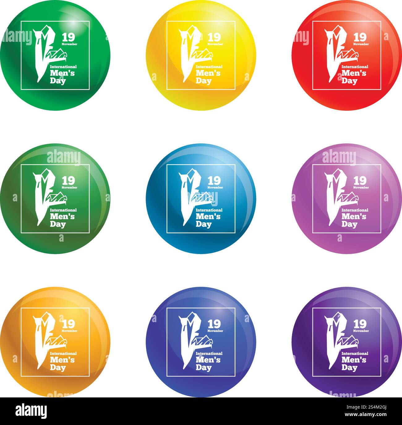 November mens day icons vector 9 color set isolated on white background ...