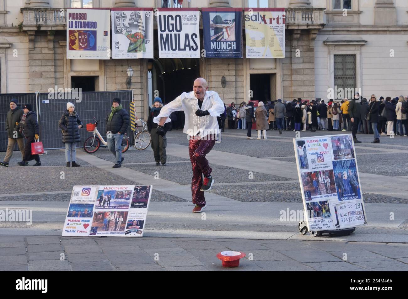 Milan, . 13th Jan, 2025. Singers, acrobats, jugglers, actors called ...