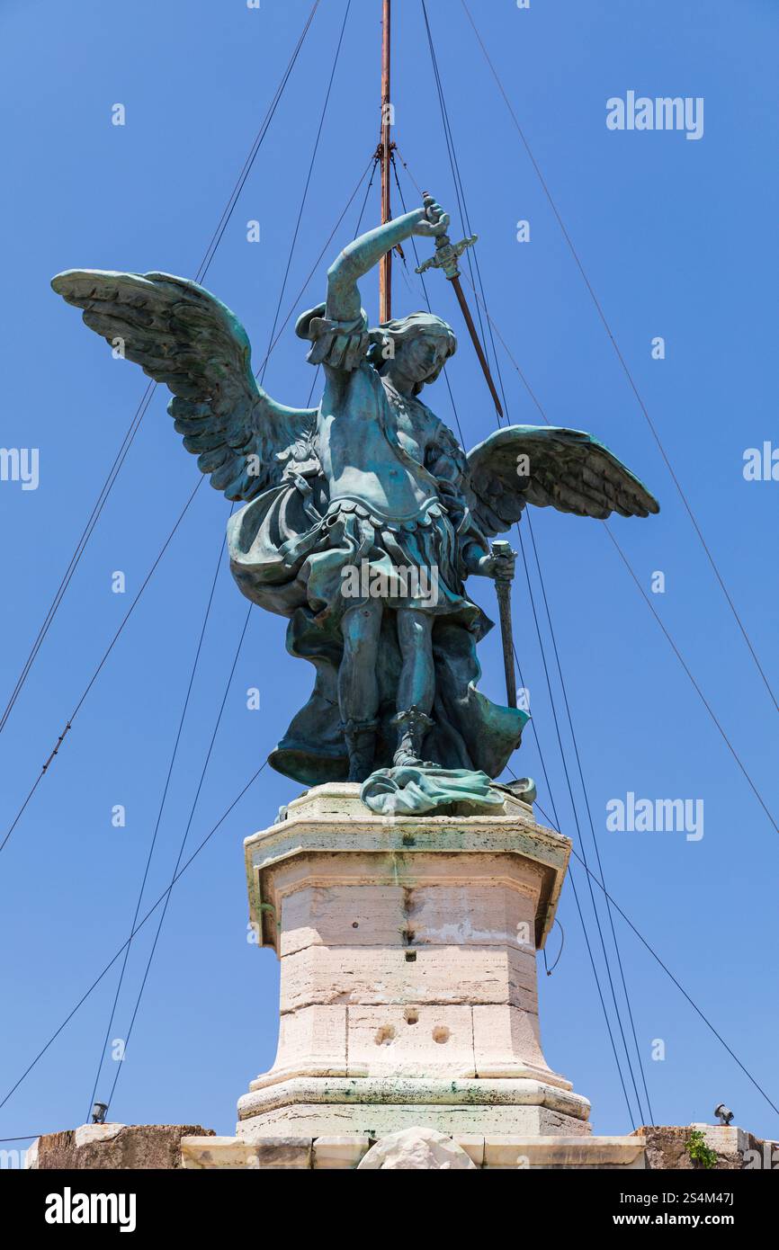 Statue of St. Michael the Archangel on top of Castel Sant'Angelo in ...