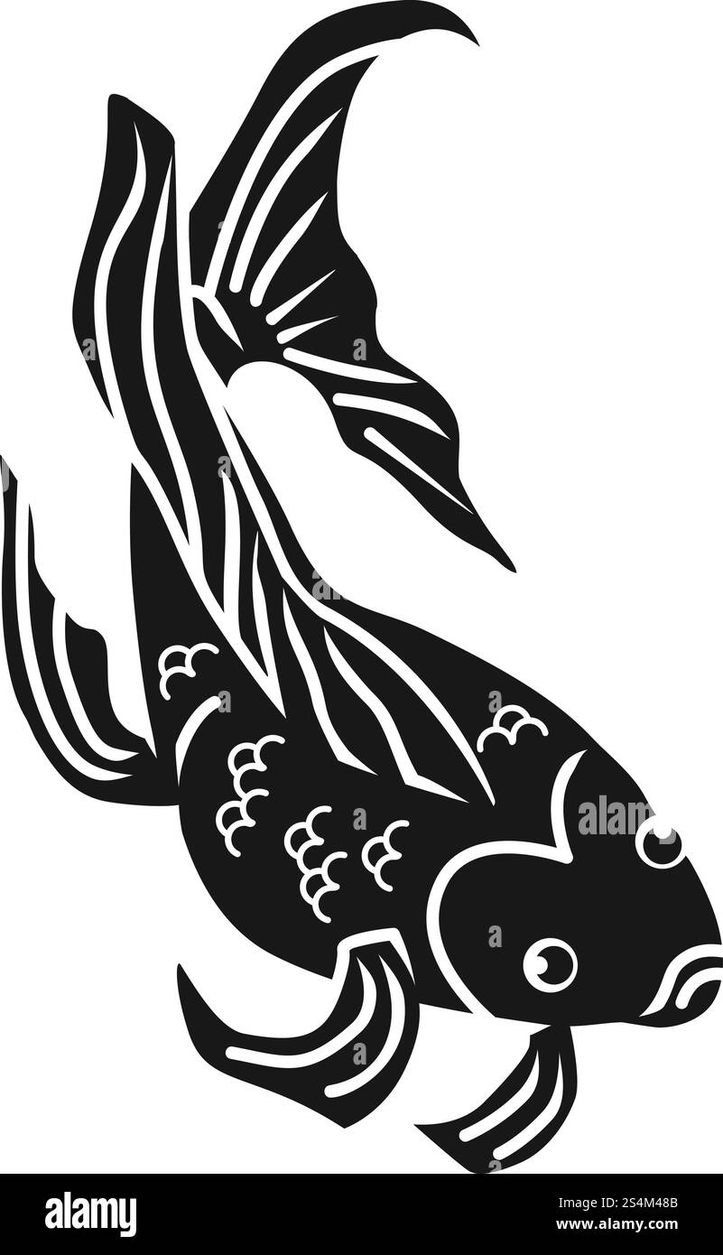 Goldfish top view icon. Simple illustration of gold fish top view ...