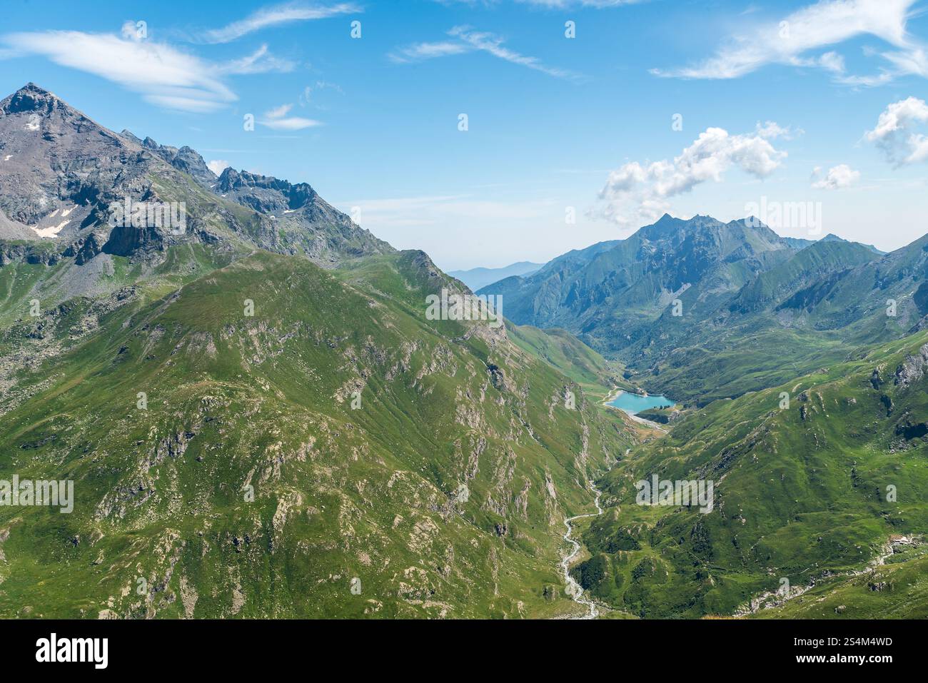 Lago di Malciaussia lake with peaks around from hiking trail near ...