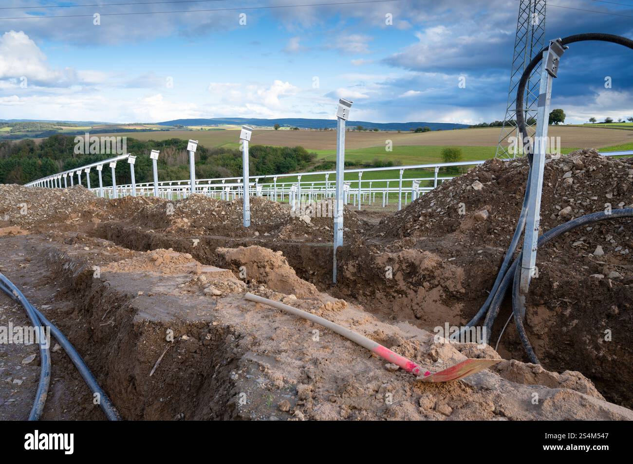 Construction site for solar panel system, transformation to renewable ...