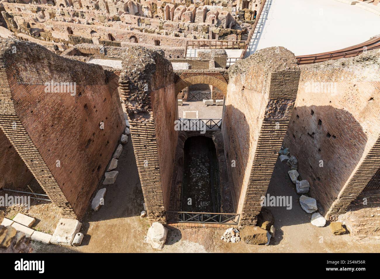 Close up of a lower section of wall inside The Colosseum / Colosseo ...