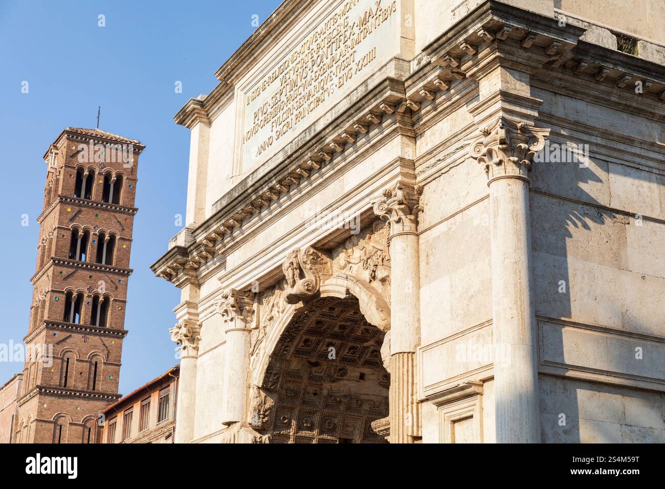 Arch of Titus and the Bell Tower of Basilica of Santa Francesca Romana ...