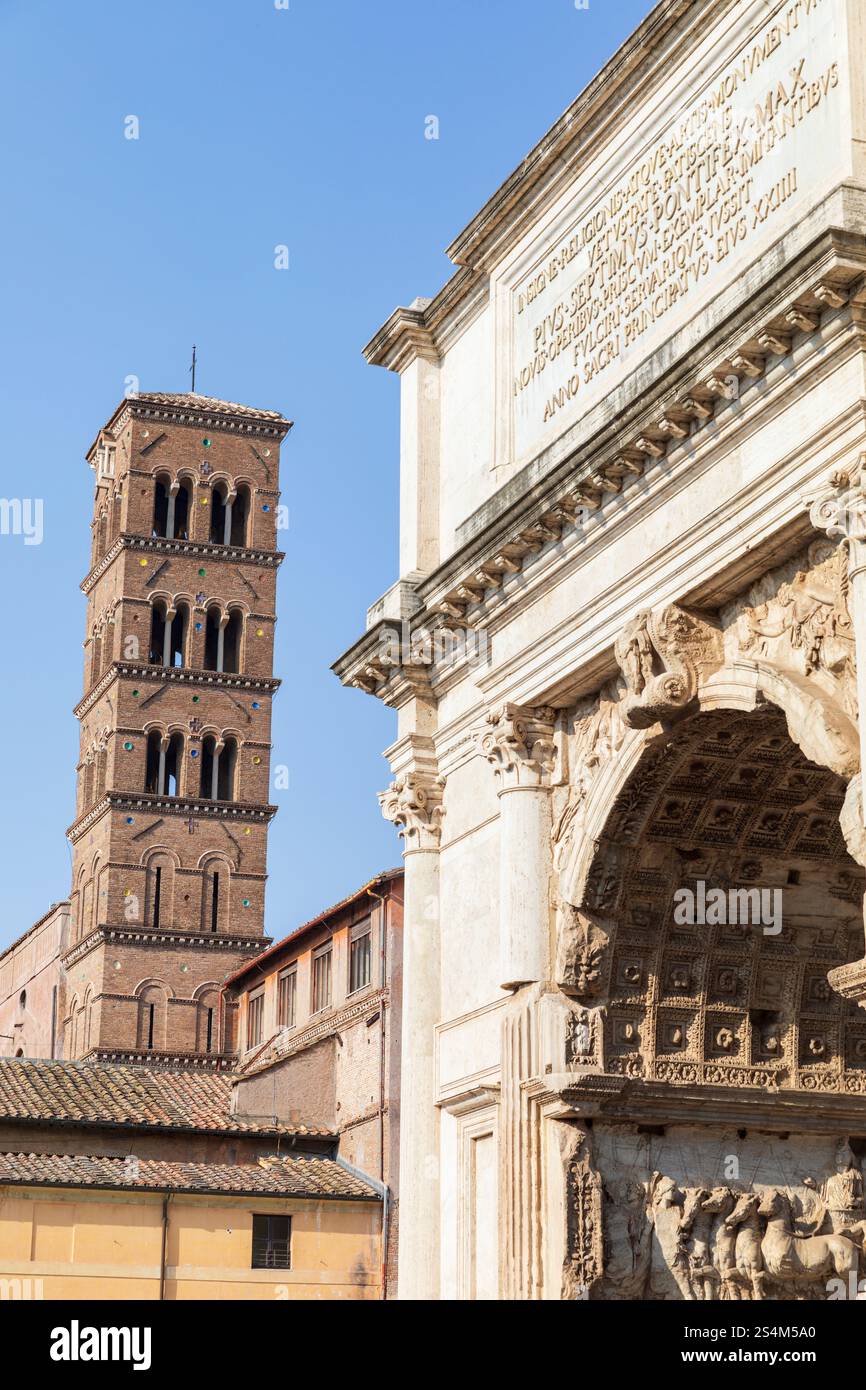 Arch of Titus and the Bell Tower of Basilica of Santa Francesca Romana ...