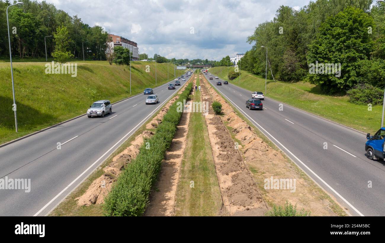 Driving on divided highway lined hi-res stock photography and images ...