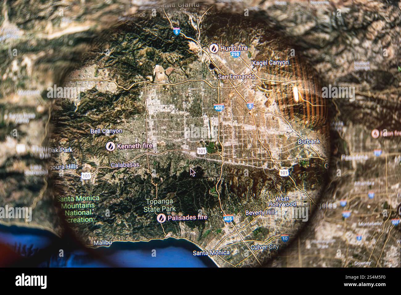Greater California wildfires. Google map display with the locations of ...