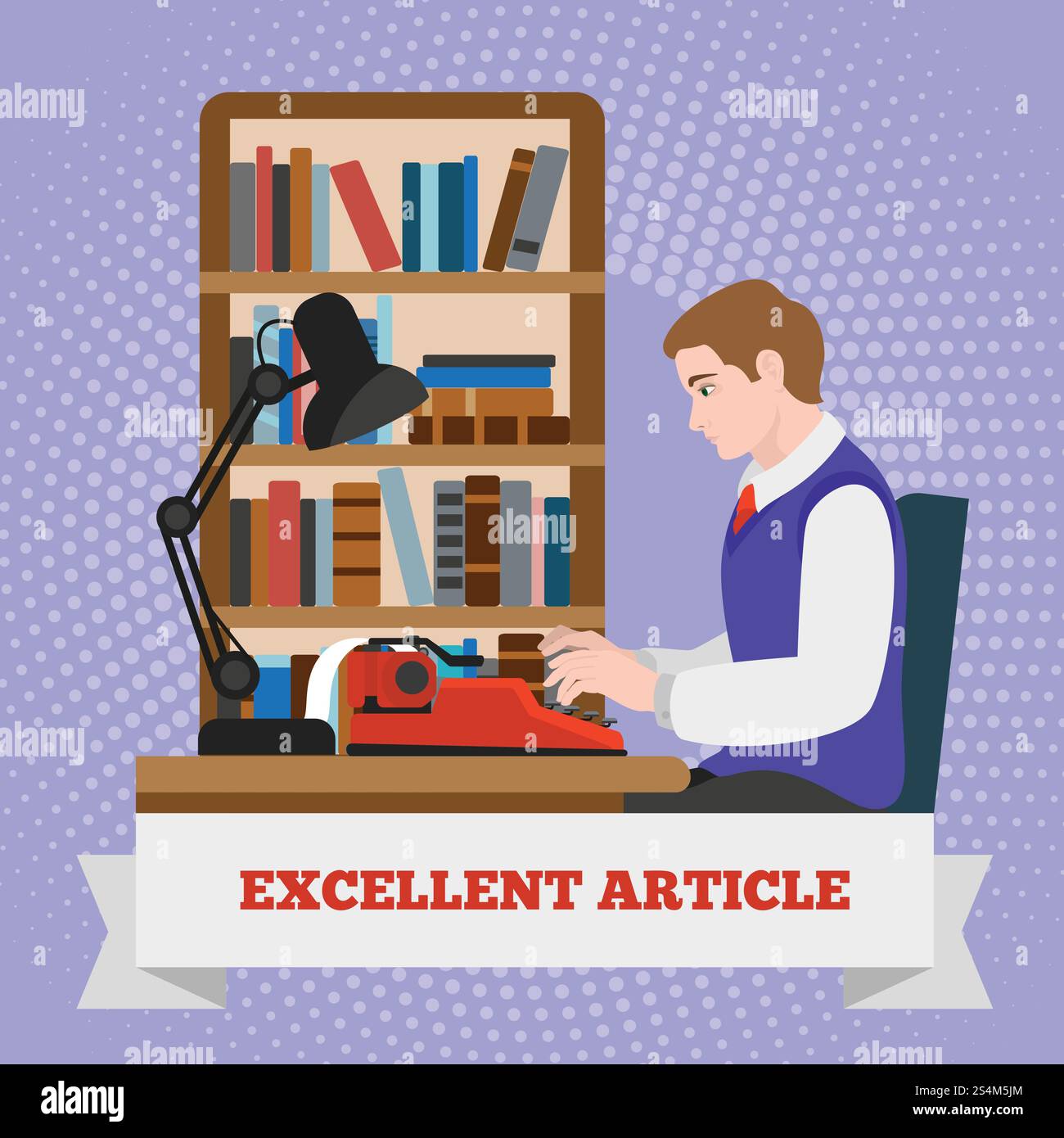 Typewriter excellent article concept background. Flat illustration of ...