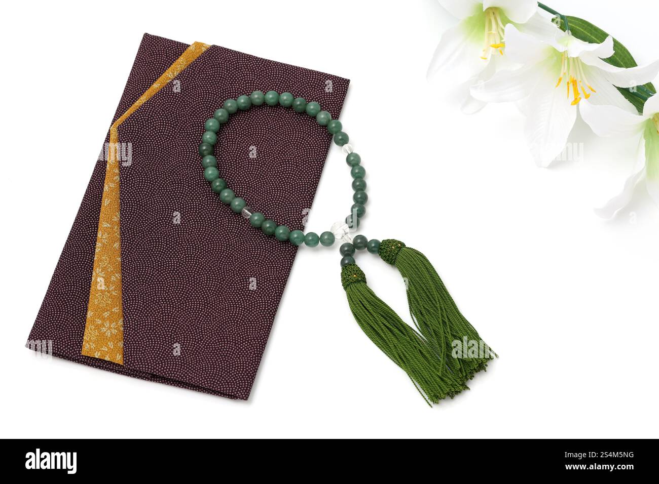 Buddhist rosary called Juzu. Buddhist tool used for praying at funeral ...