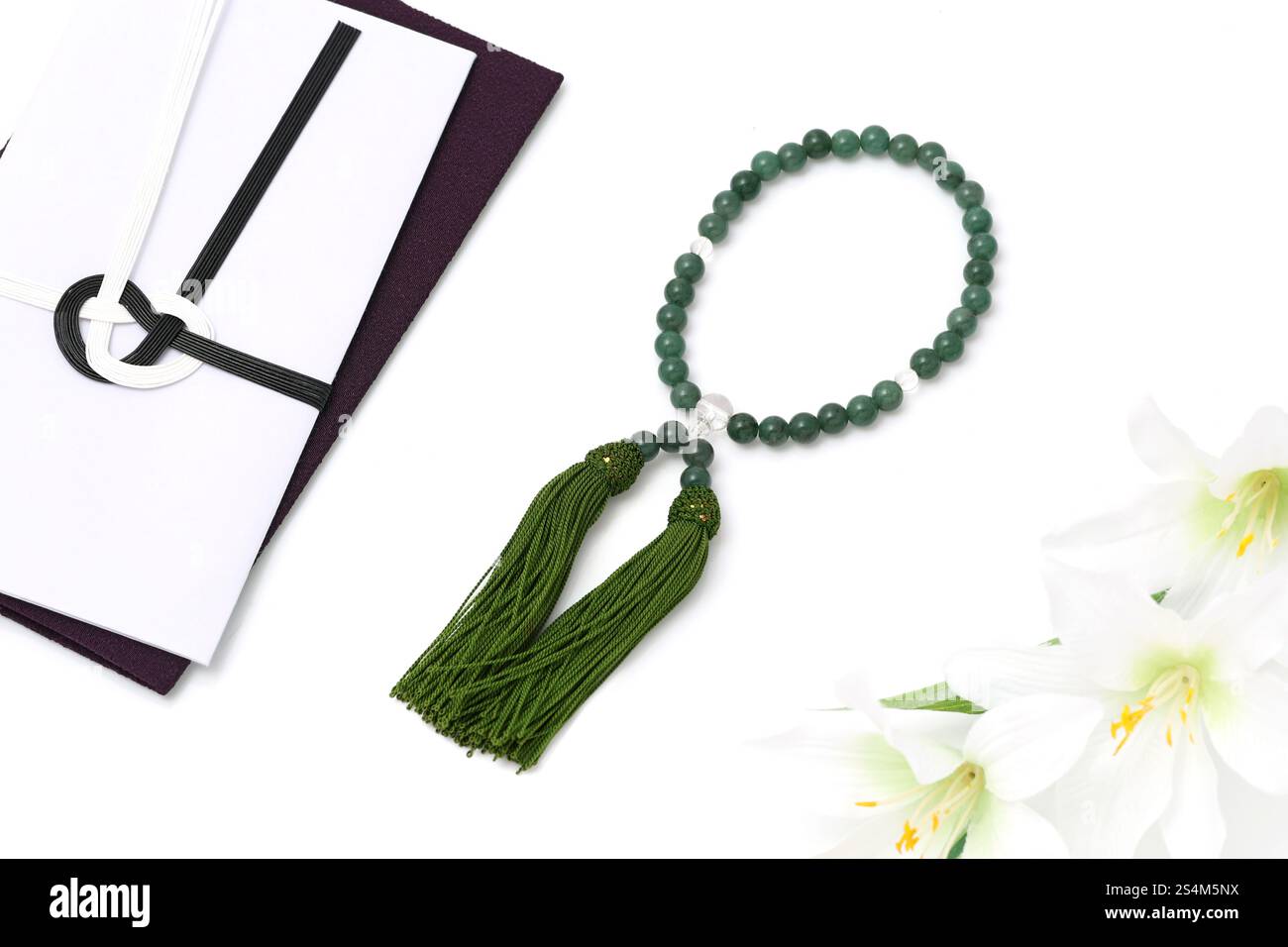 Buddhist rosary called Juzu. Buddhist tool used for praying at funeral ...