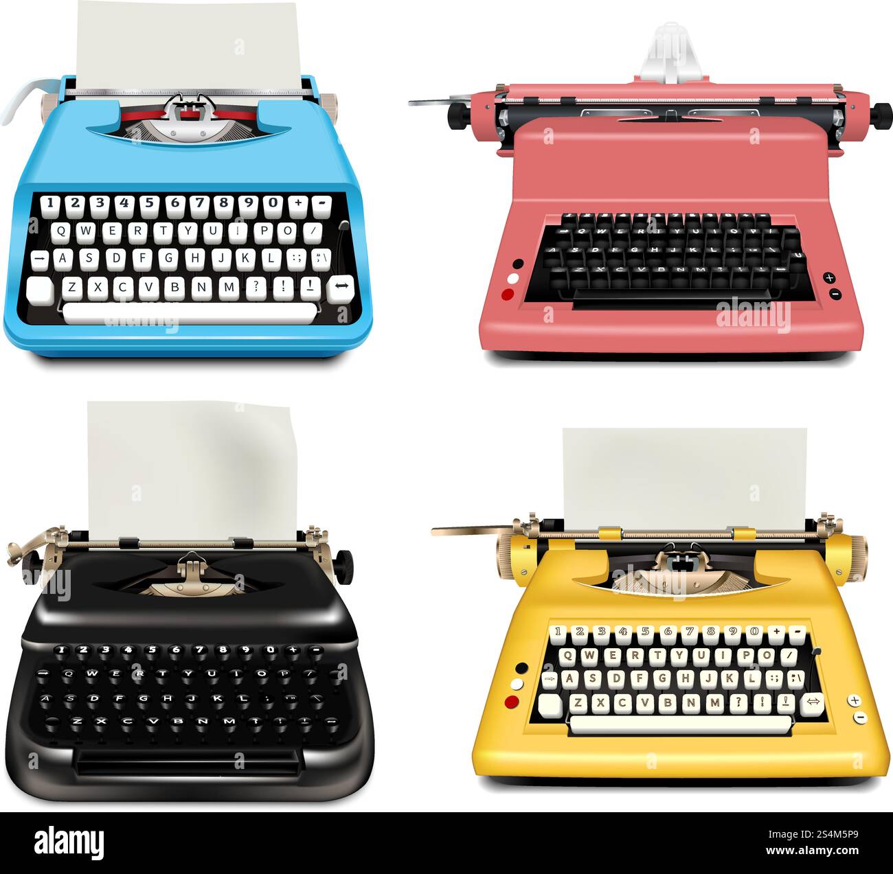 Typewriter icons set. Realistic set of typewriter vector icons for web ...