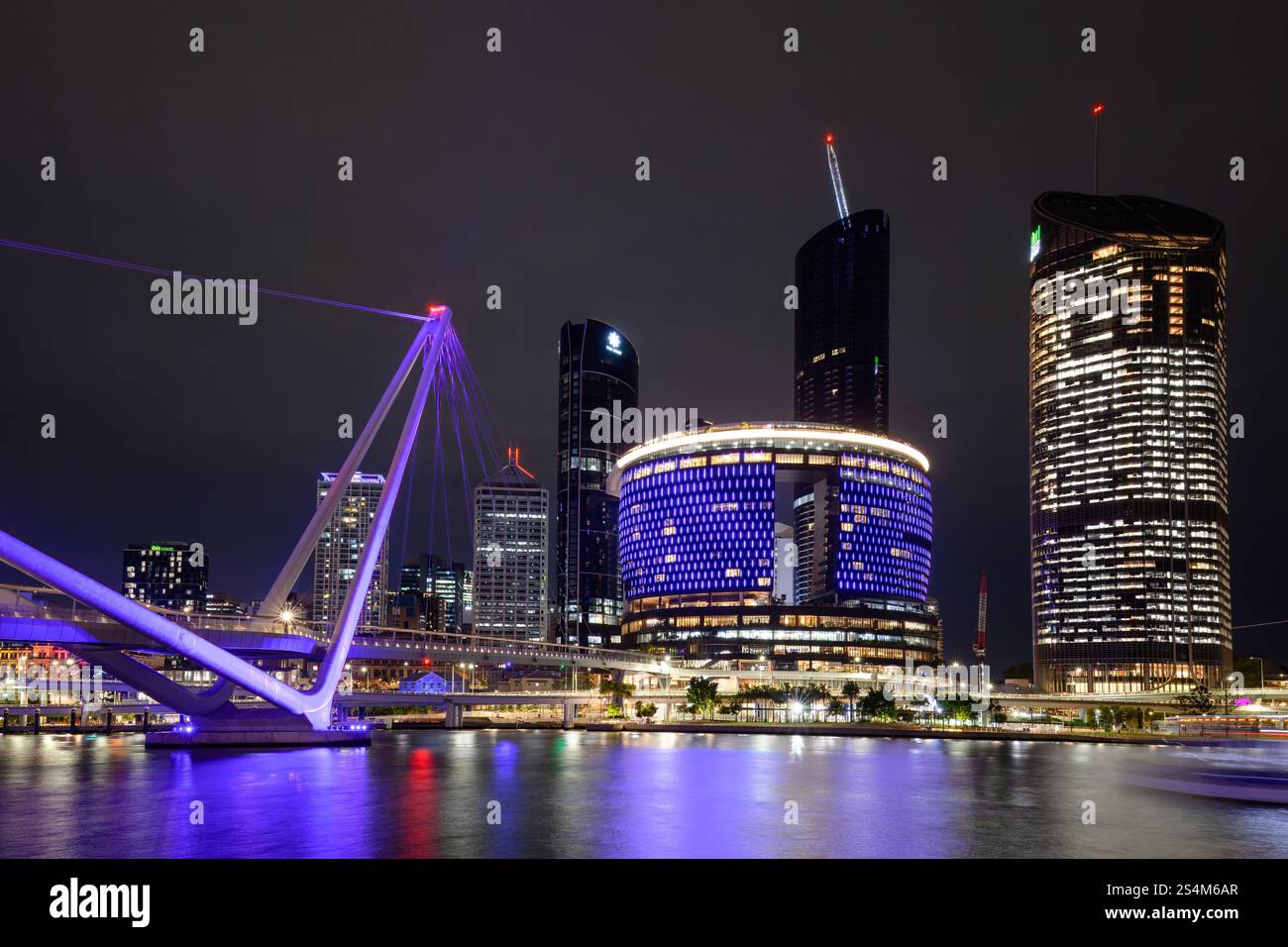 Brisbane, Queensland Australia - September 26 2024: Queens Wharf lights ...