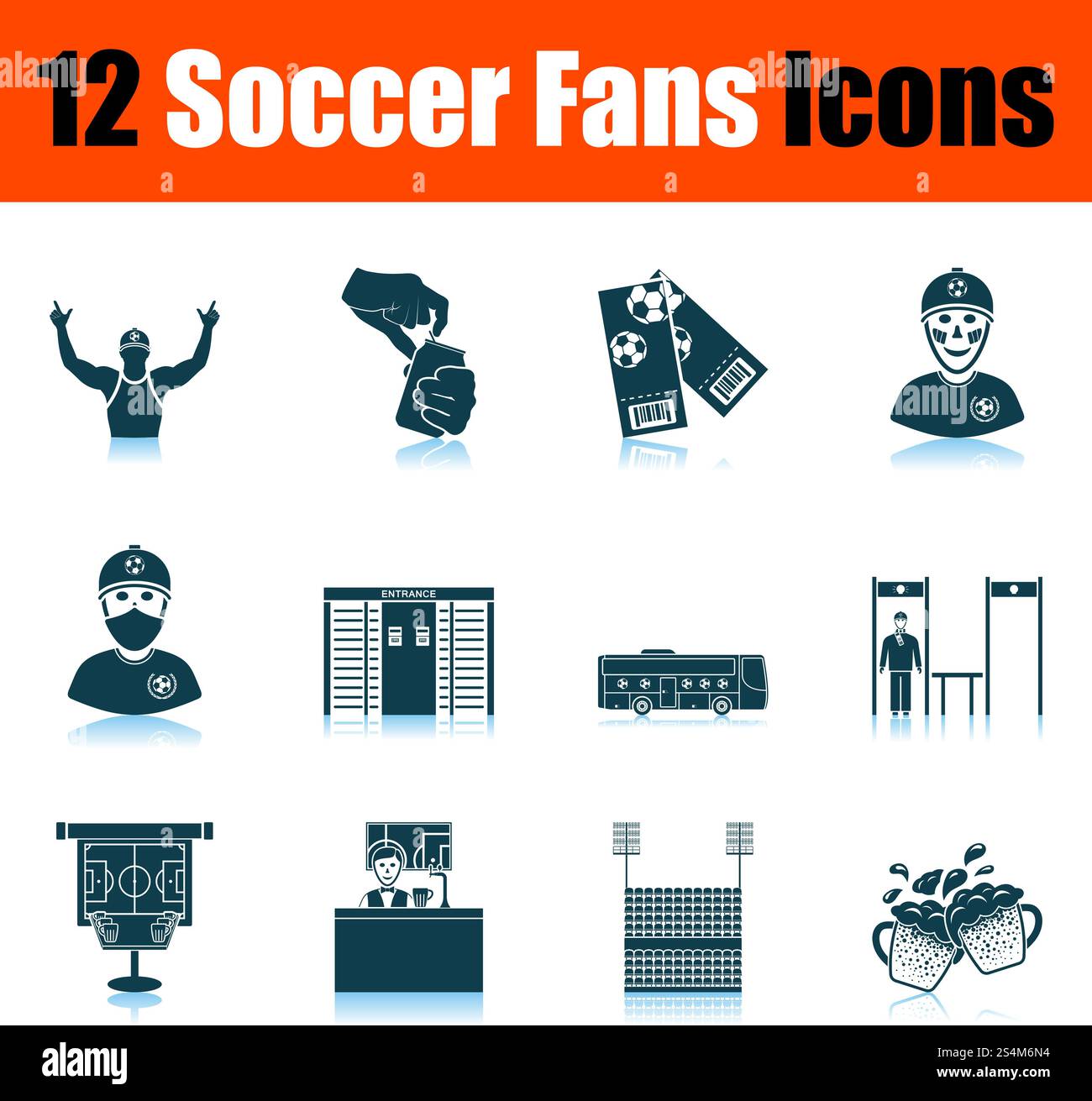 Soccer Fans Icon Set. Shadow Reflection Design. Vector Illustration ...