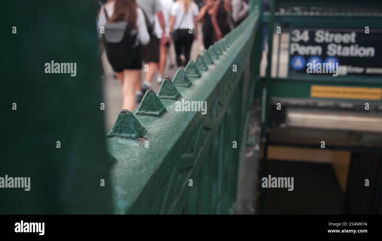 New York City subway sign, underground metro station. Metropolitan ...
