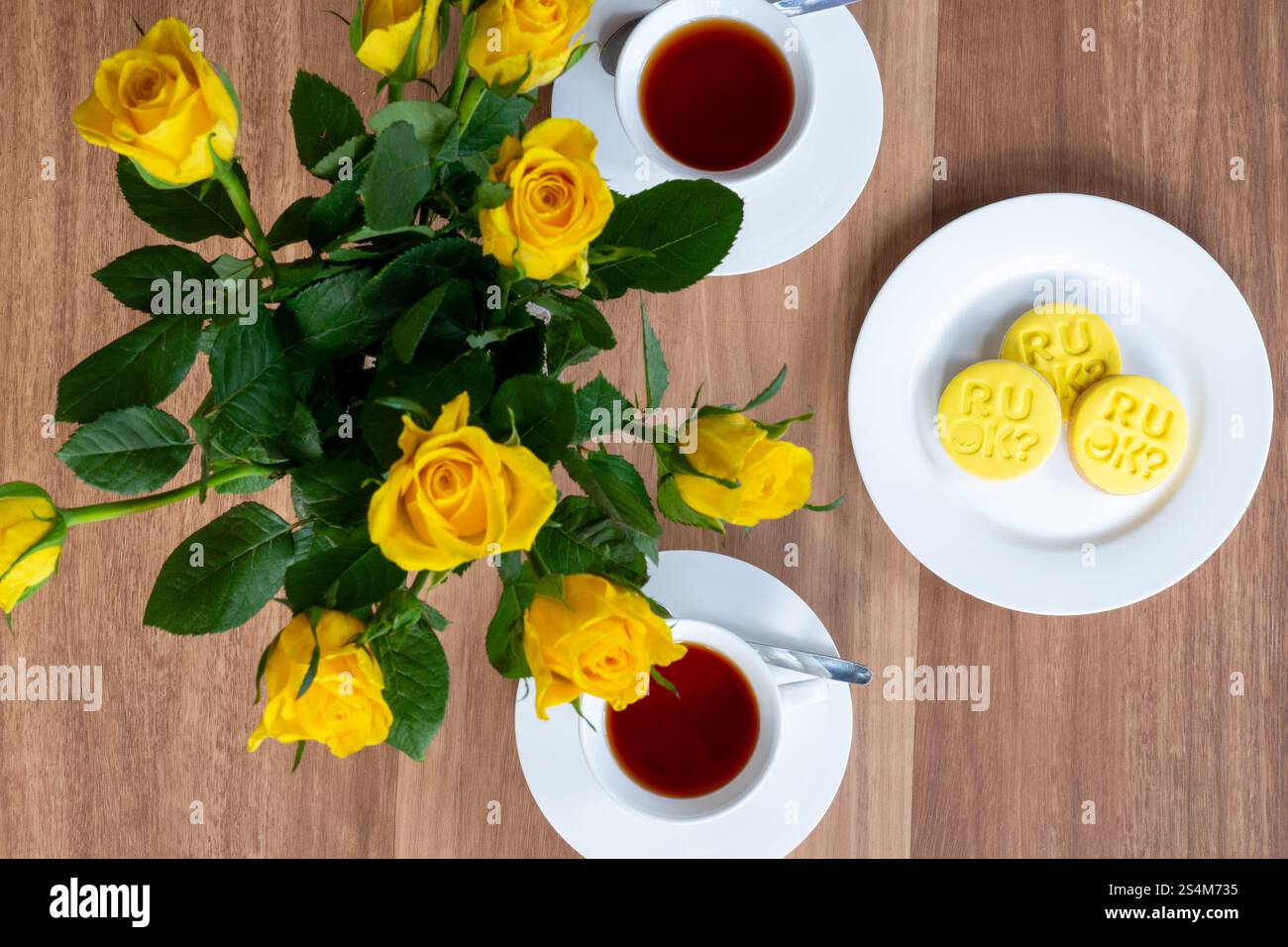 R U OK Day Australia, fundraising morning tea, yellow themed biscuit ...