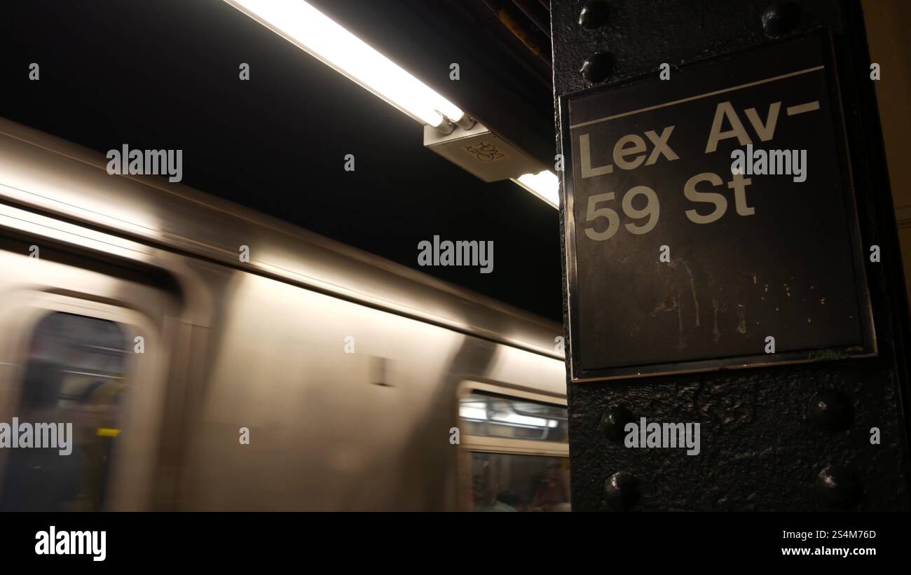 New York City, United States - 30 Aug 2023: Subway station, underground ...