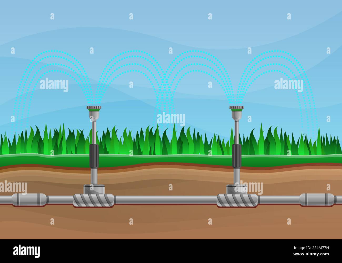 Irrigation system concept banner. Cartoon illustration of irrigation ...