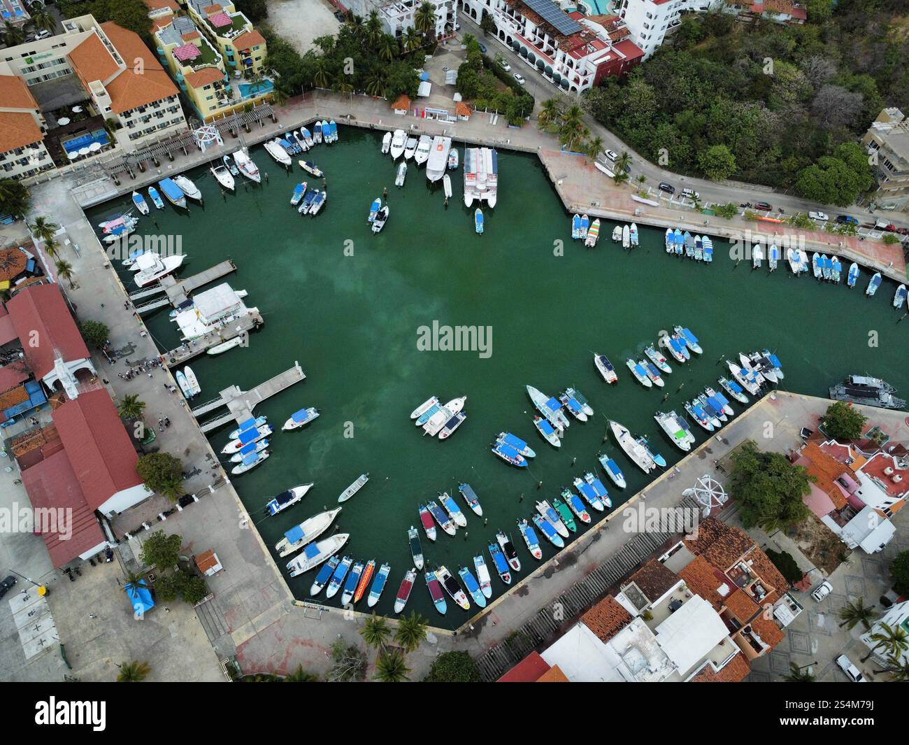 Huatulco National Reserve Aerial view of Huatulco Maritime Terminal in ...