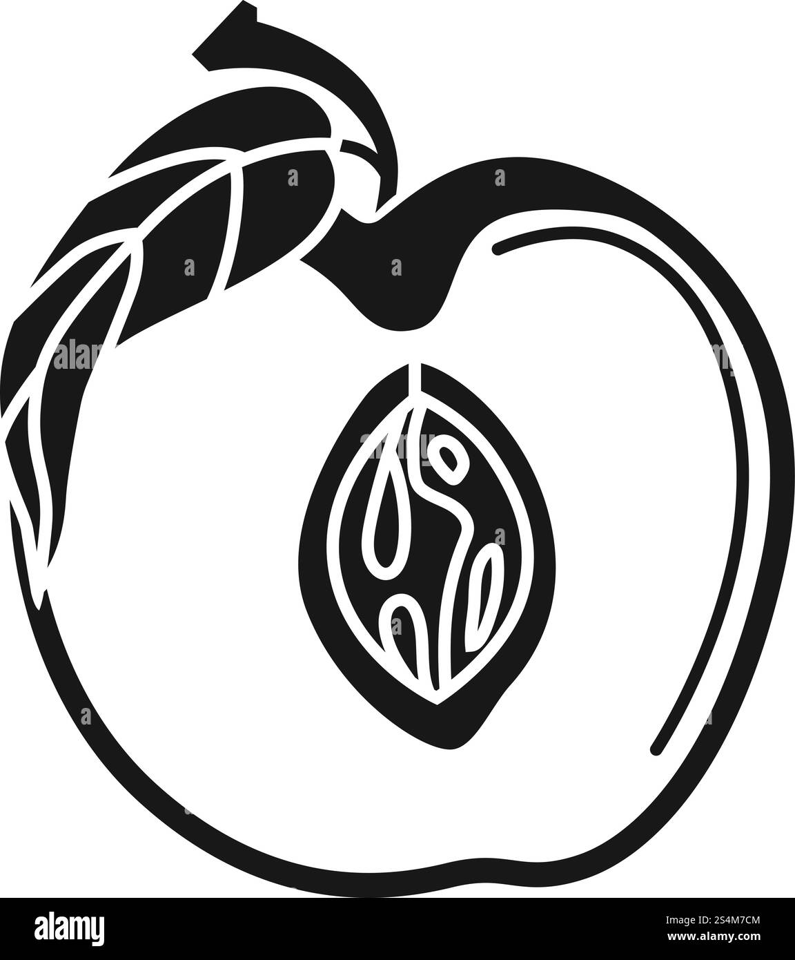 Half peach icon. Simple illustration of half peach vector icon for web ...