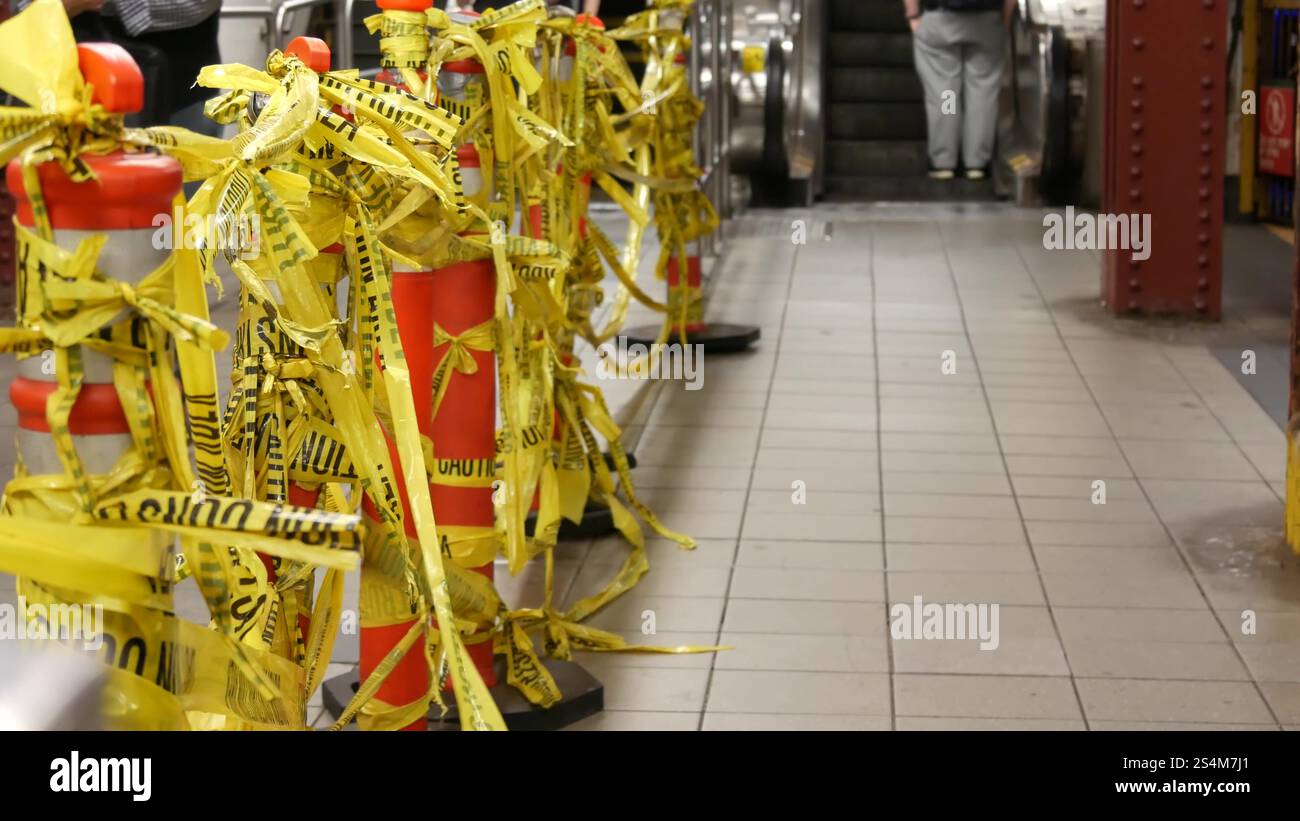 New York subway station, people in metro, passengers in underground ...